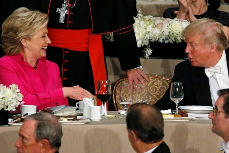 Présidentielle américaine : Donald Trump et Hillary Clinton à un dîner ...