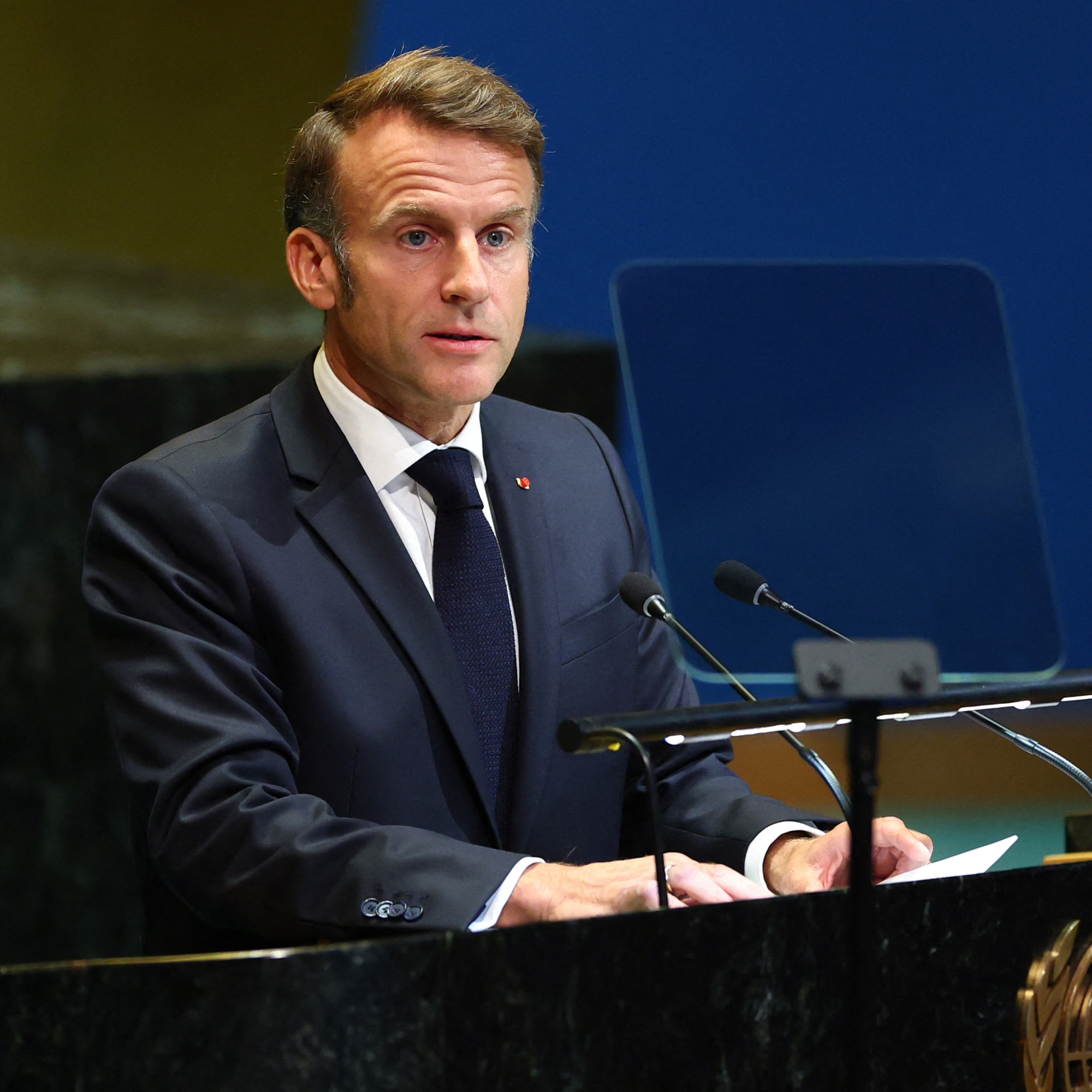 Emmanuel Macron déclare à la tribune de l'ONU que la France "reconnaît aujourd’hui l'État de ...