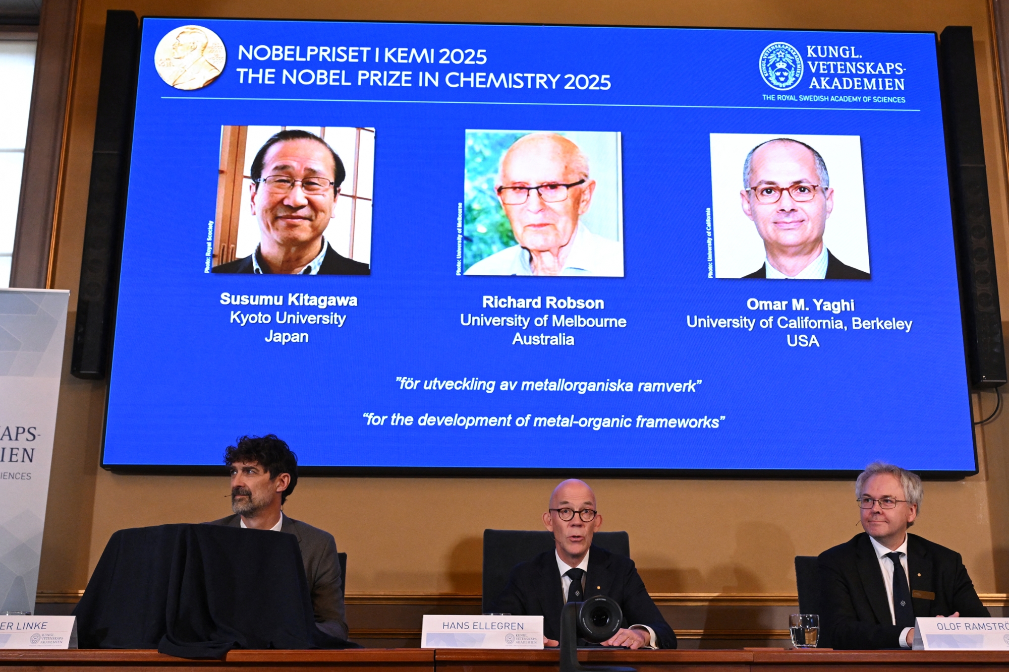 Le Nobel de chimie 2025 décerné à Susumu Kitagawa, Omar Yaghi et ...
