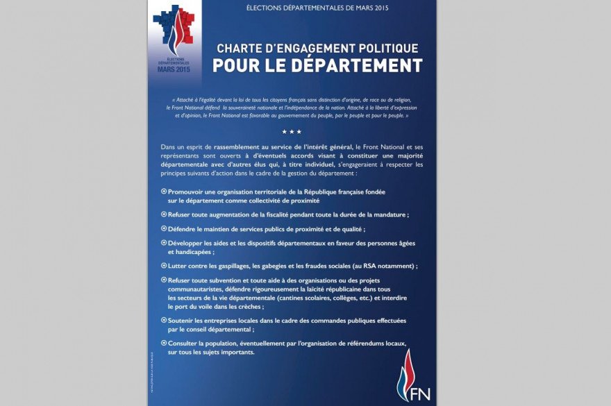 Départementales 2015 : le Front national publie une charte pour ...